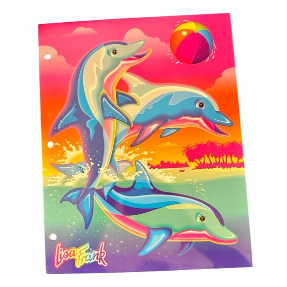 Lisa Frank | Office | Lisa Frank Dancing Dolphins 3 Hole Pocket Folder ...